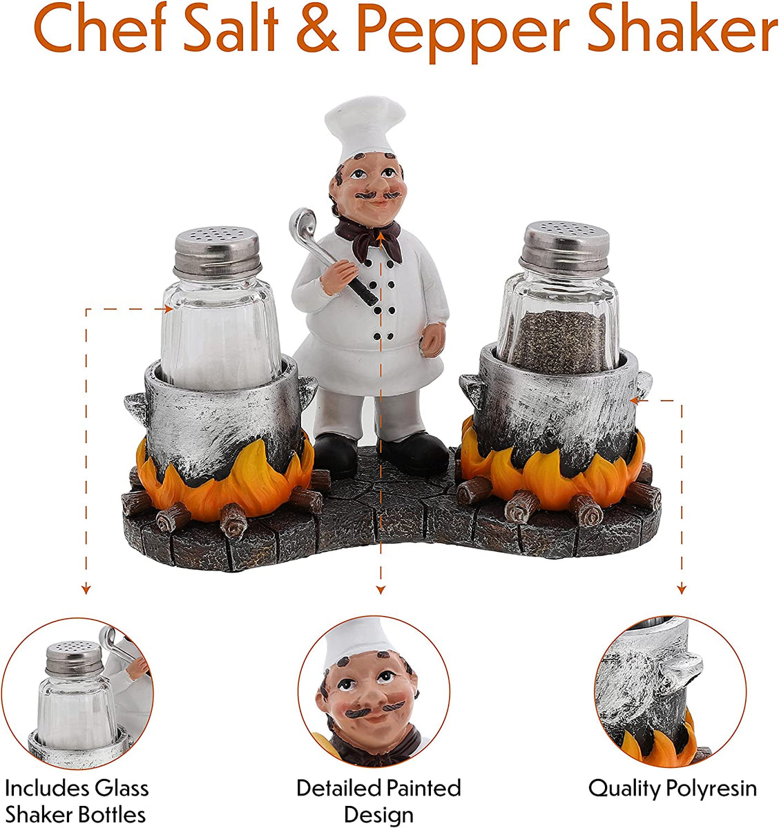 Fat Chef Salt and Pepper Shaker - Chef Figurine Salt & Pepper Shakers
