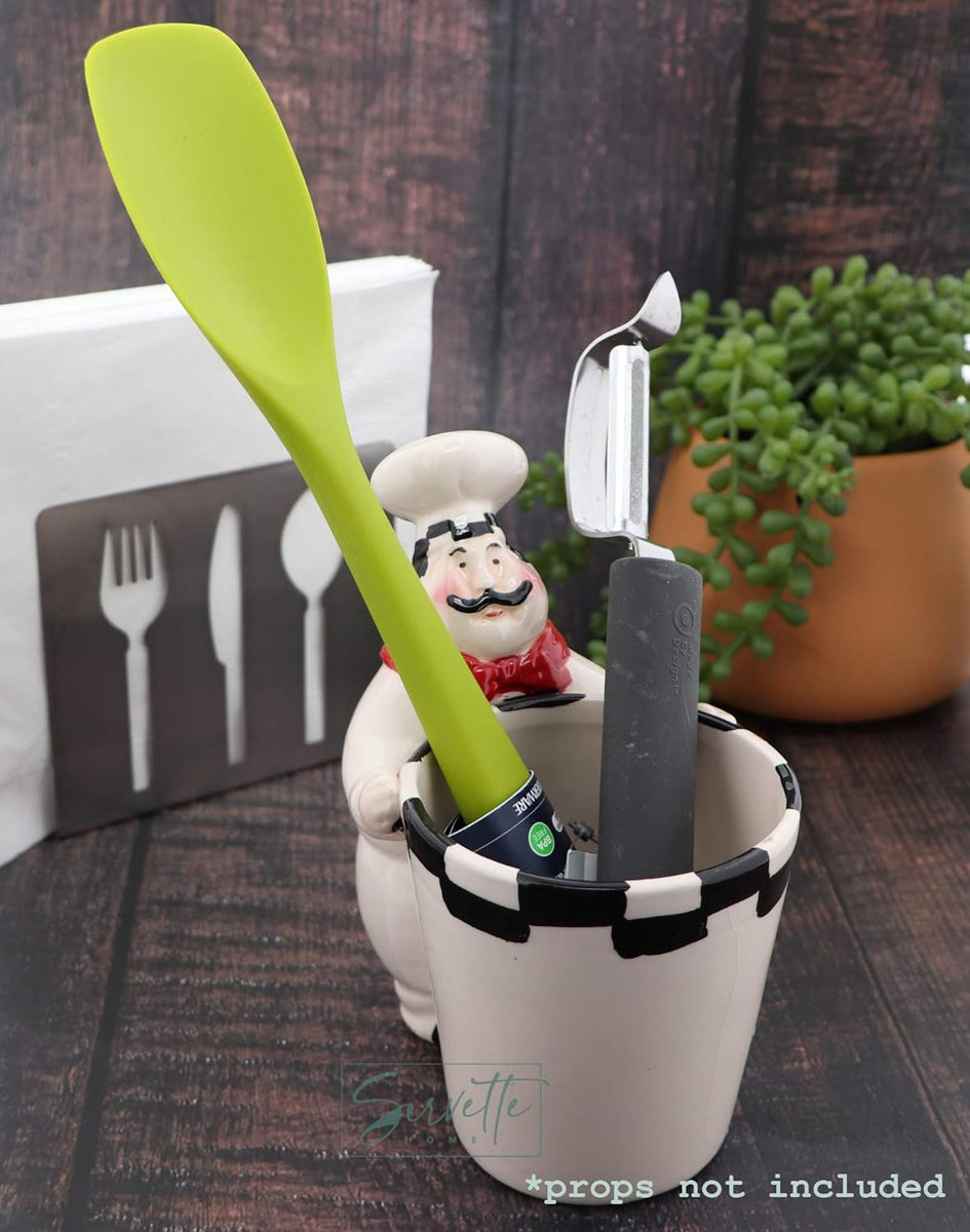 Ceramic Fat Chef Utensil Holder - Chef Utensils Holder