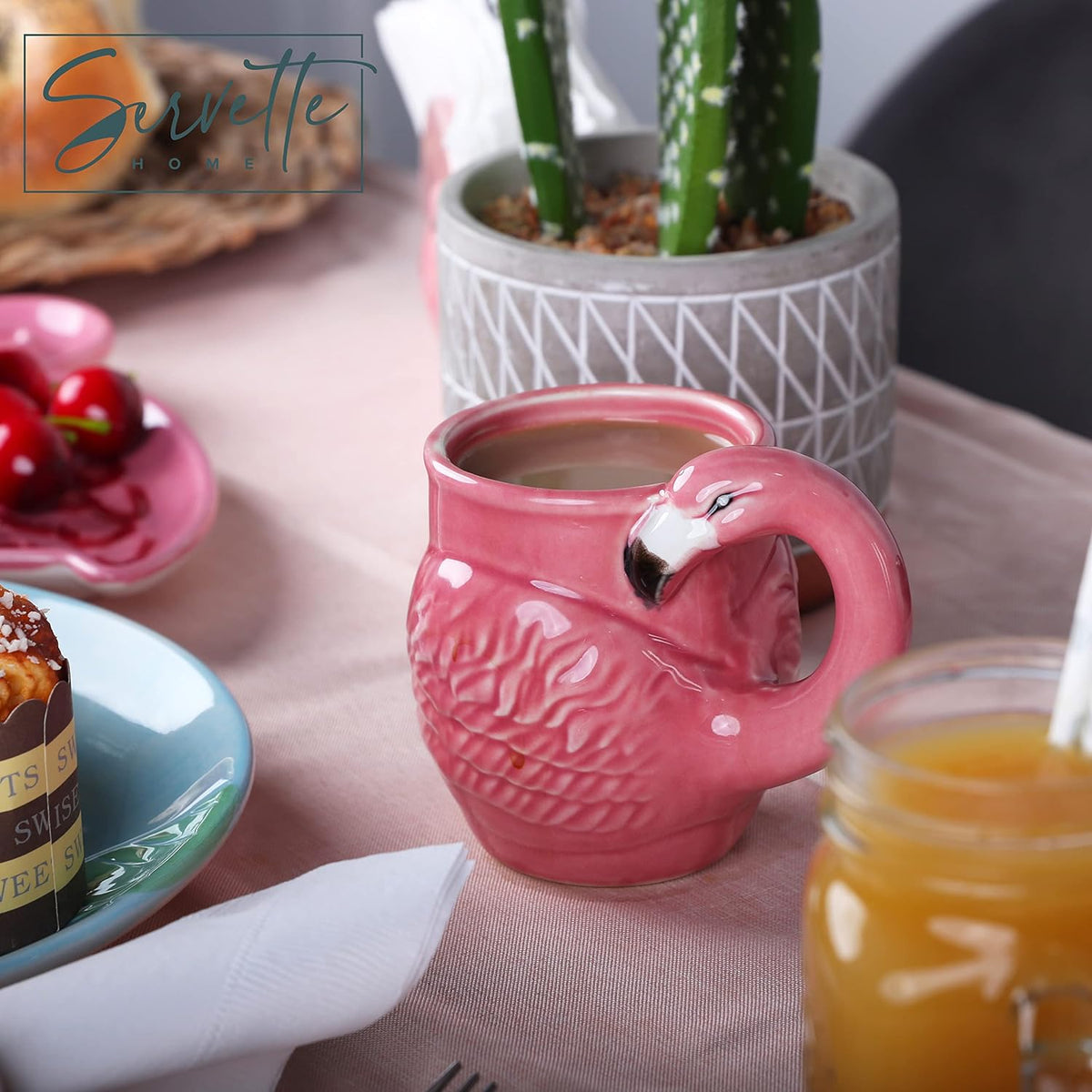 Small Flamingo Mug with Beak Handle