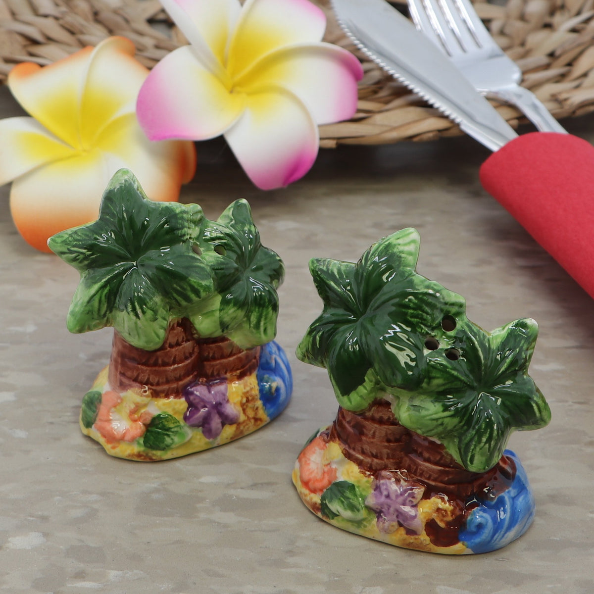 Ceramic Palm Tree Salt & Pepper Shakers